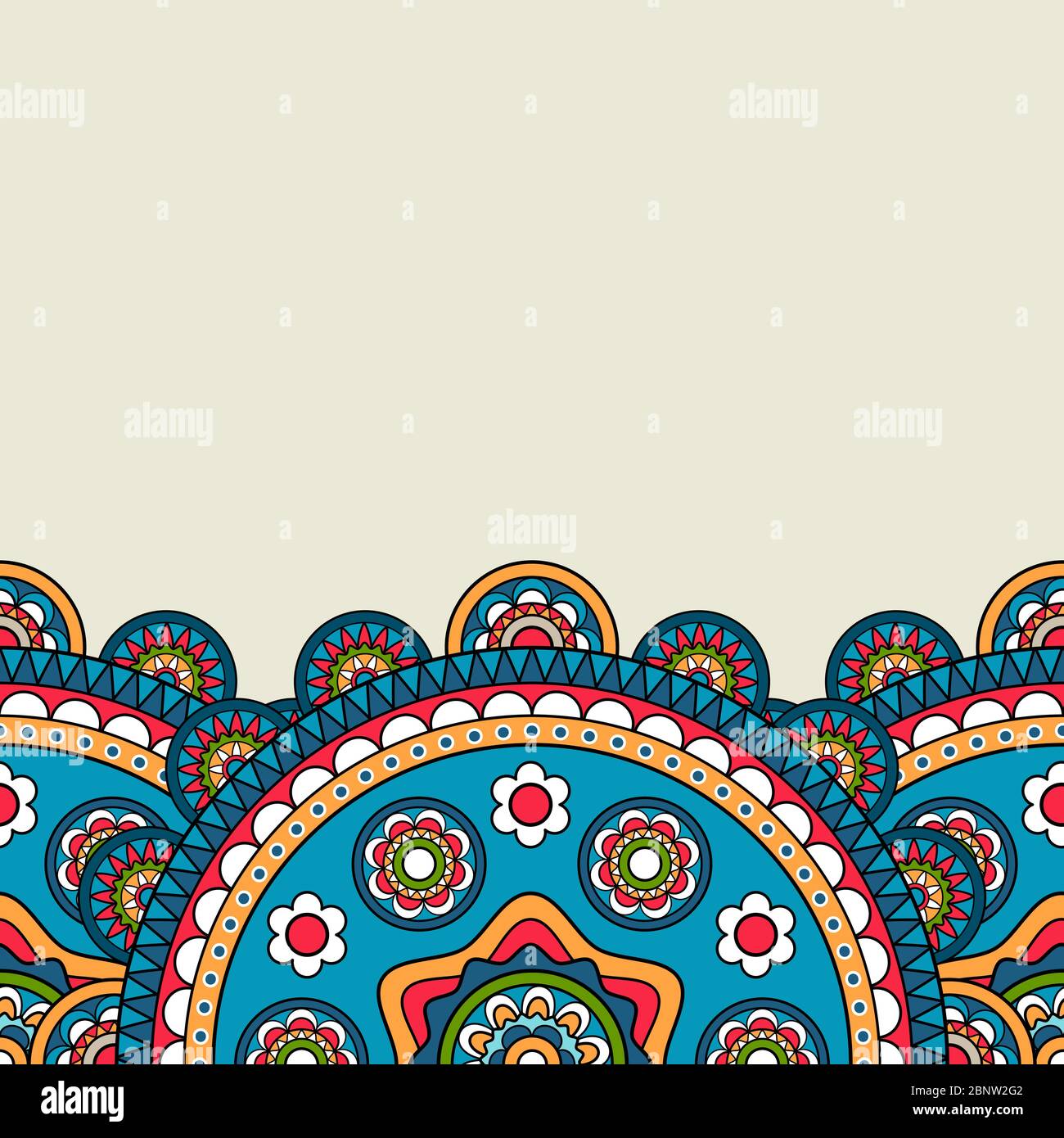 Floral mandala bright colored border. Vector illustration Stock Vector ...