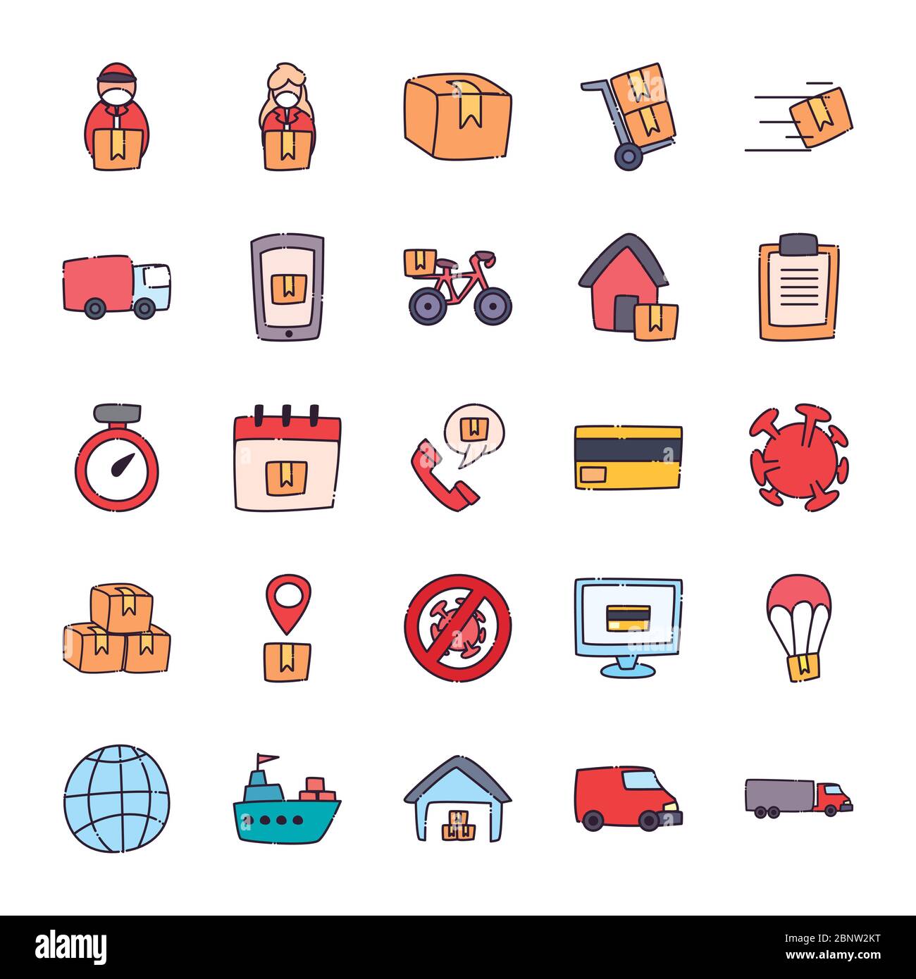 flat style icon set design, Safe delivery logistics and transportation ...