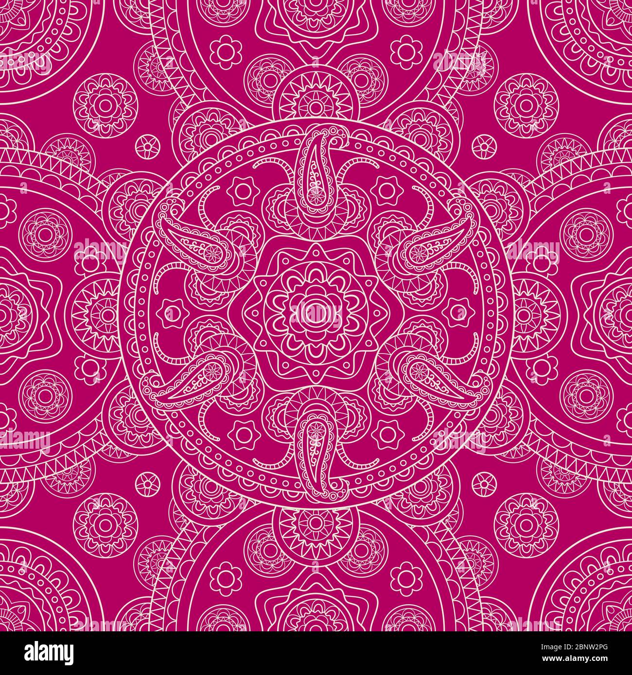 Pink ethnic ornate boho doodle seamless pattern. Vector illustration ...