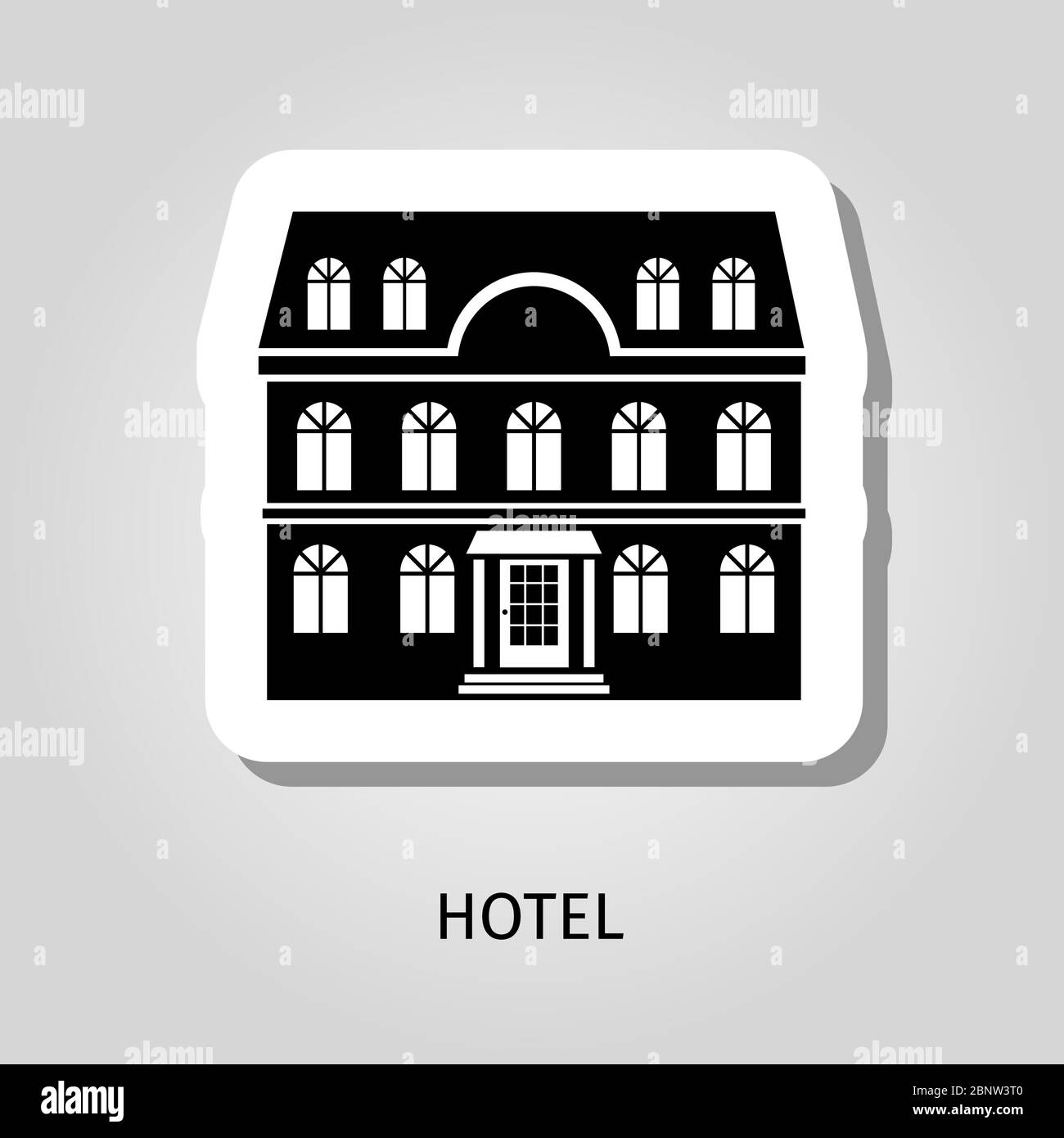 Hotel black building silhouette vector web sticker icon Stock Vector ...