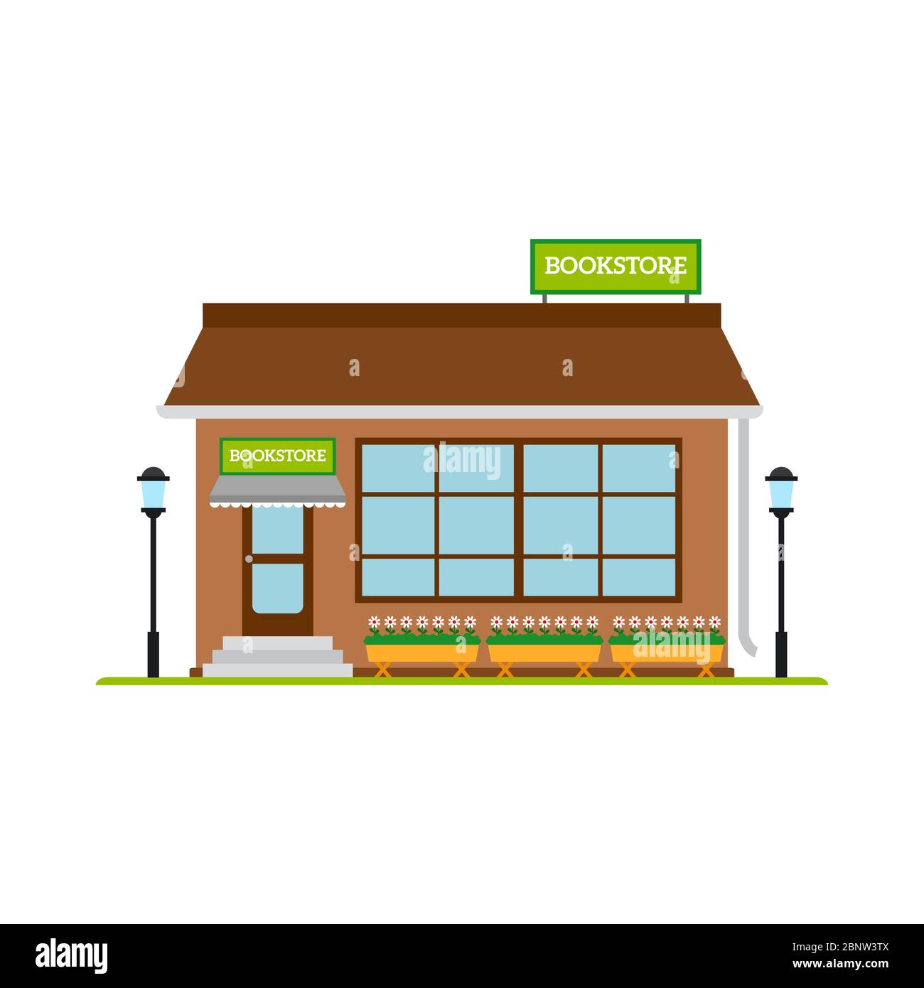 Bookstore flat style icon isolated on white. Vector illustration Stock Vector Image & Art - Alamy