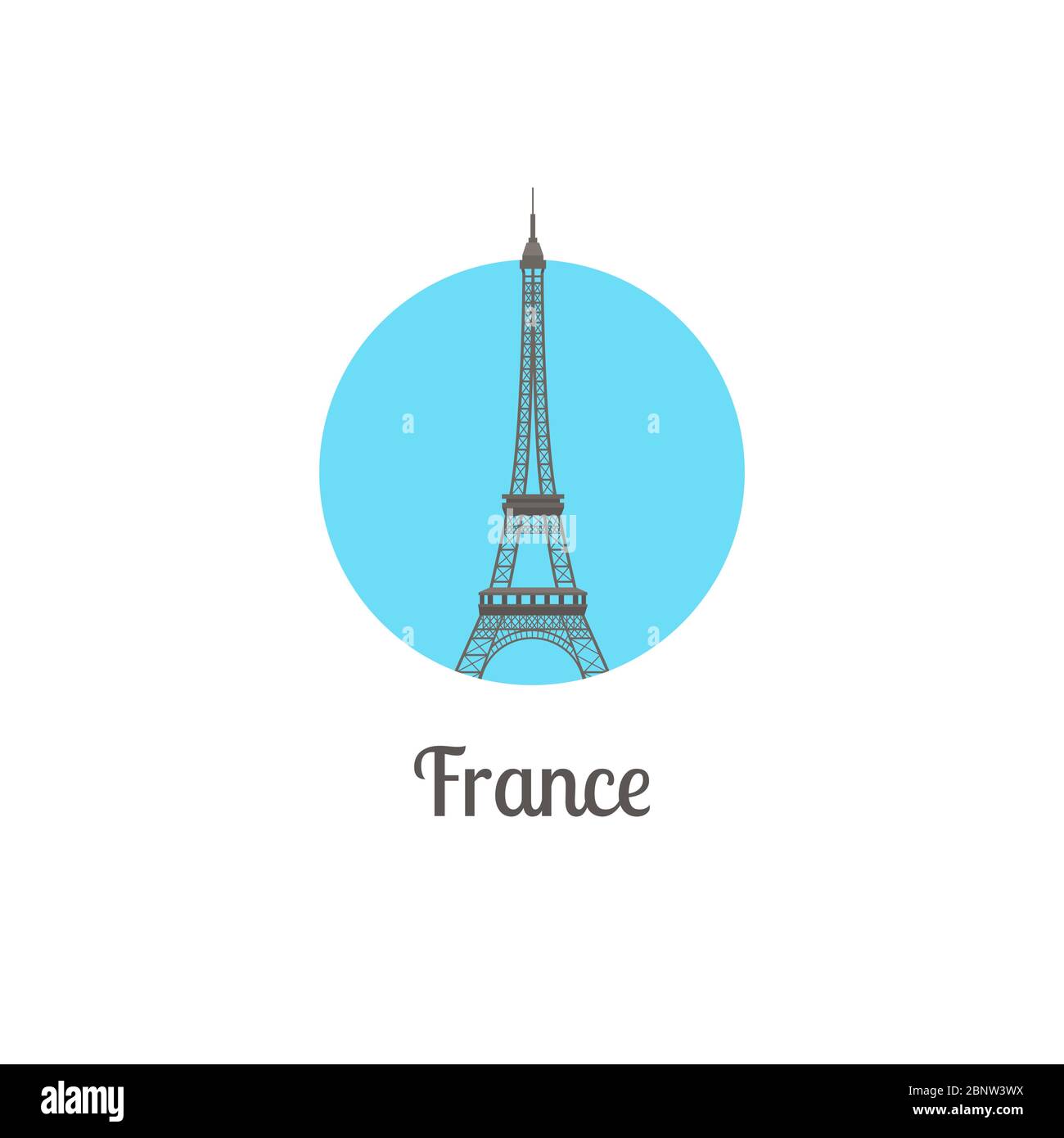 France landmark isolated round icon. Vector illustration Stock Vector ...