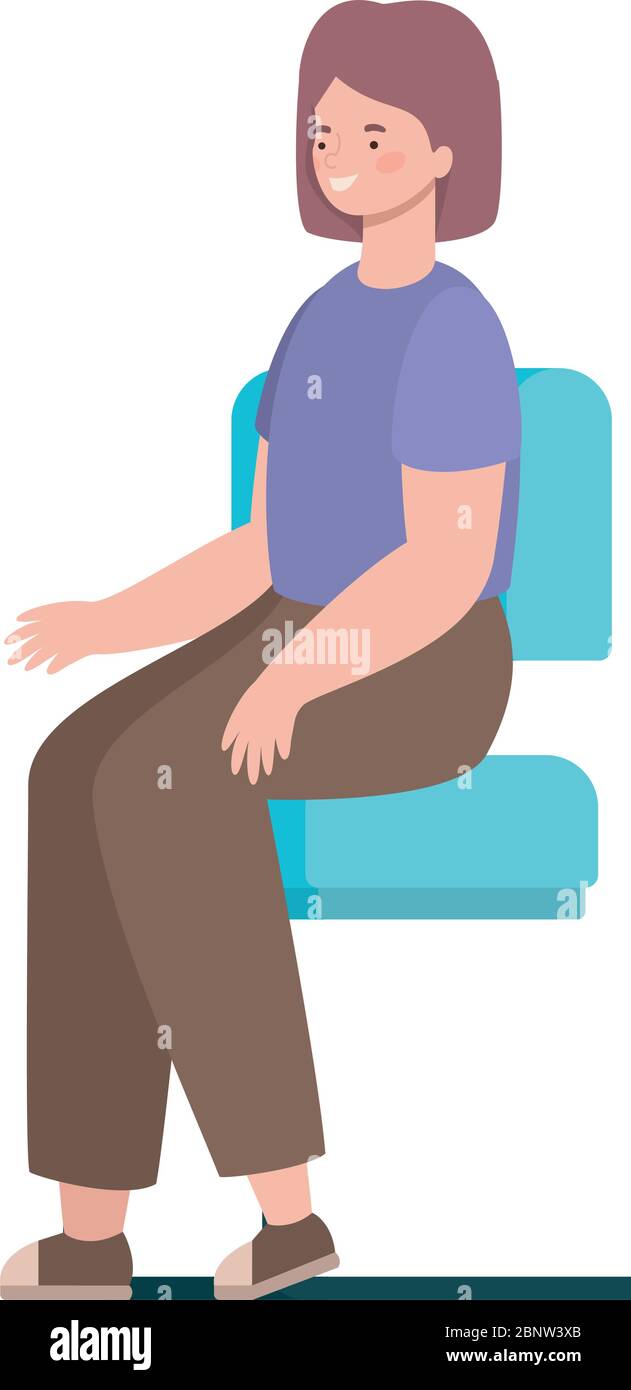 happy woman cartoon sitting on seat vector design Stock Vector Image ...