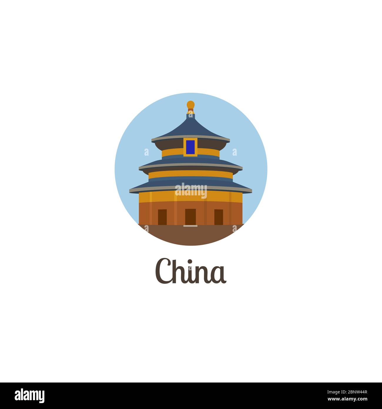 China landmark isolated round icon. Vector illustration Stock Vector ...
