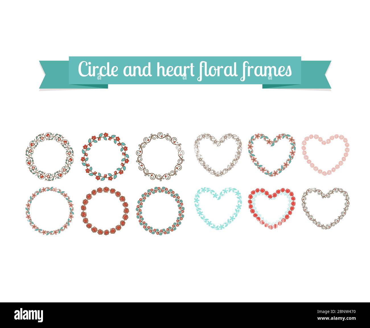 Floral romantic circle line Cut Out Stock Images & Pictures - Alamy