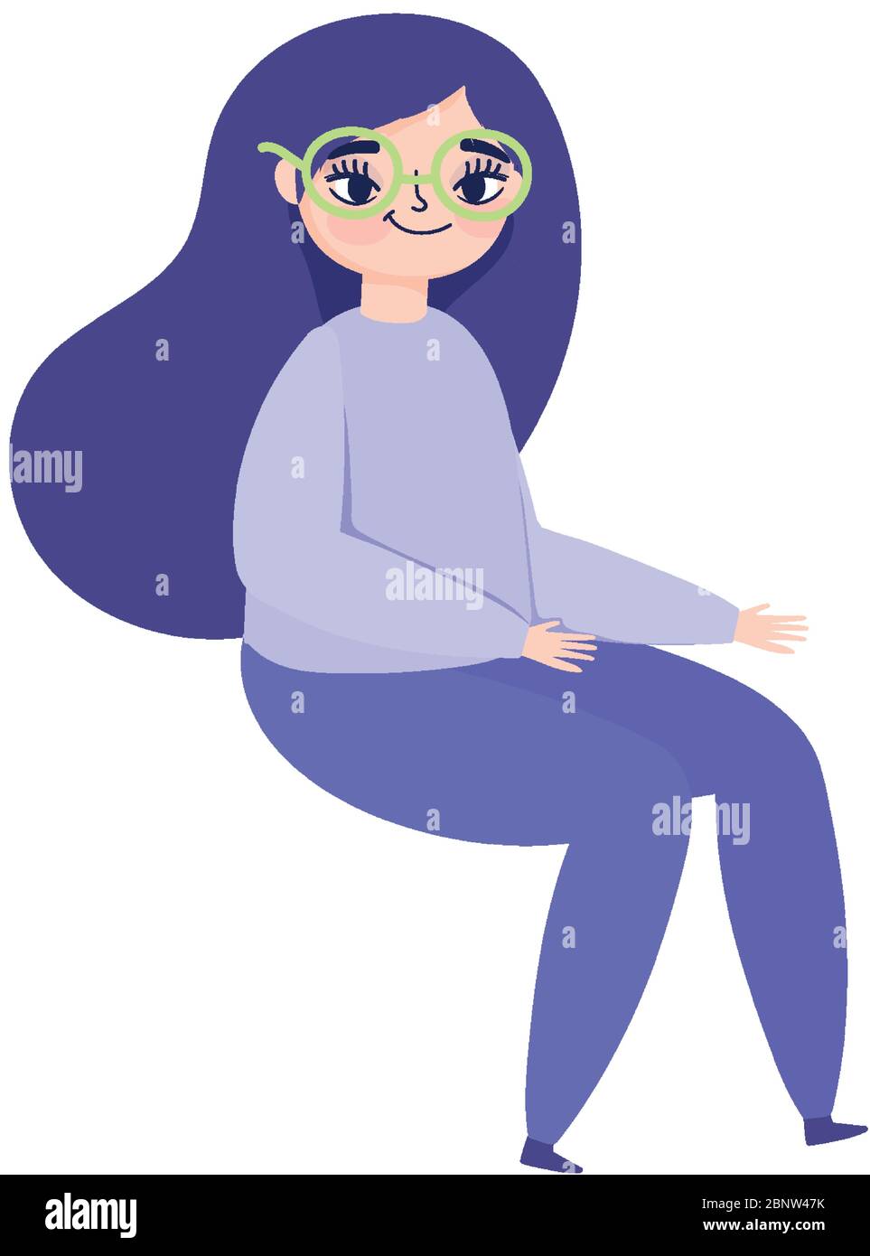young woman sitting character isolated icon design vector illustration ...