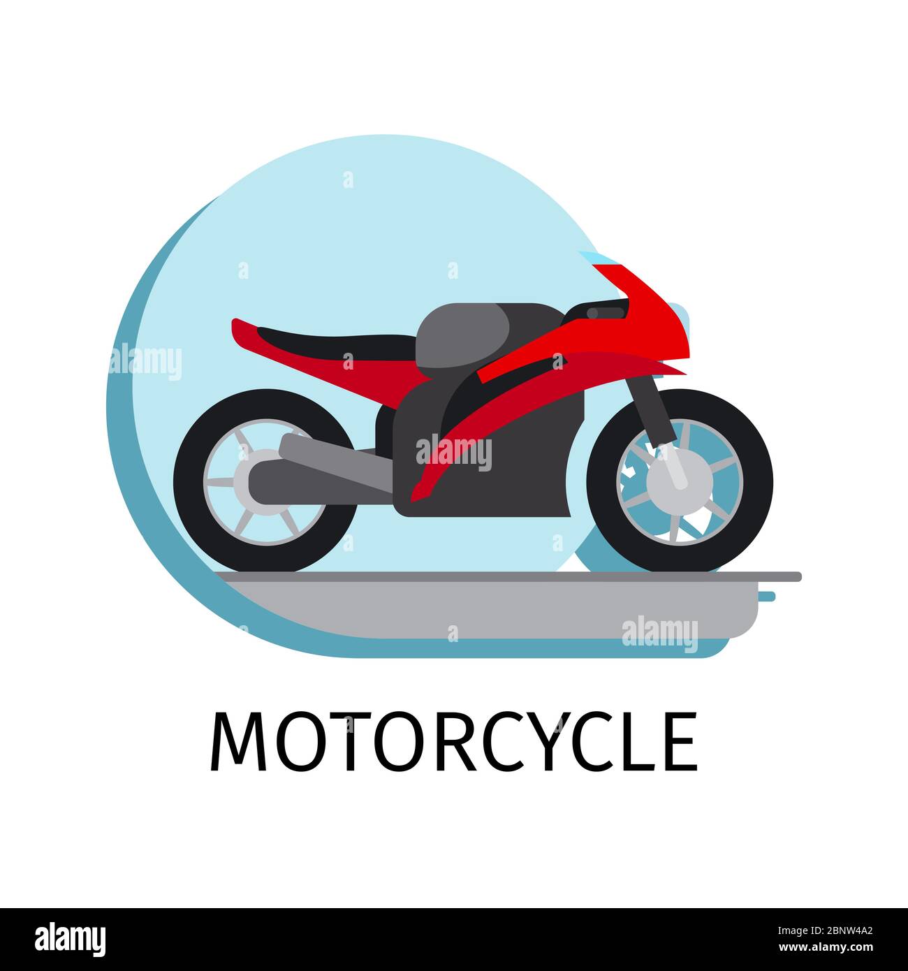 Vector motorcycle in flat style with sign on white background Stock ...