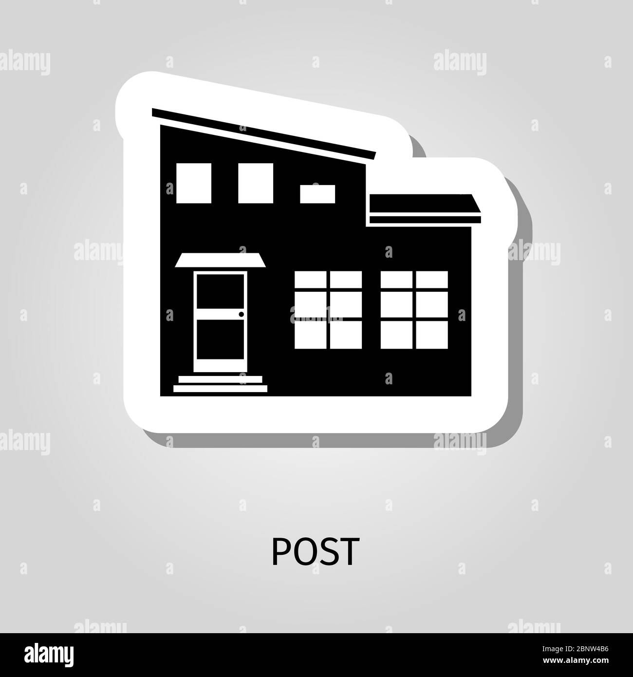 Post black silhouette building web sticker, vector illustration Stock ...