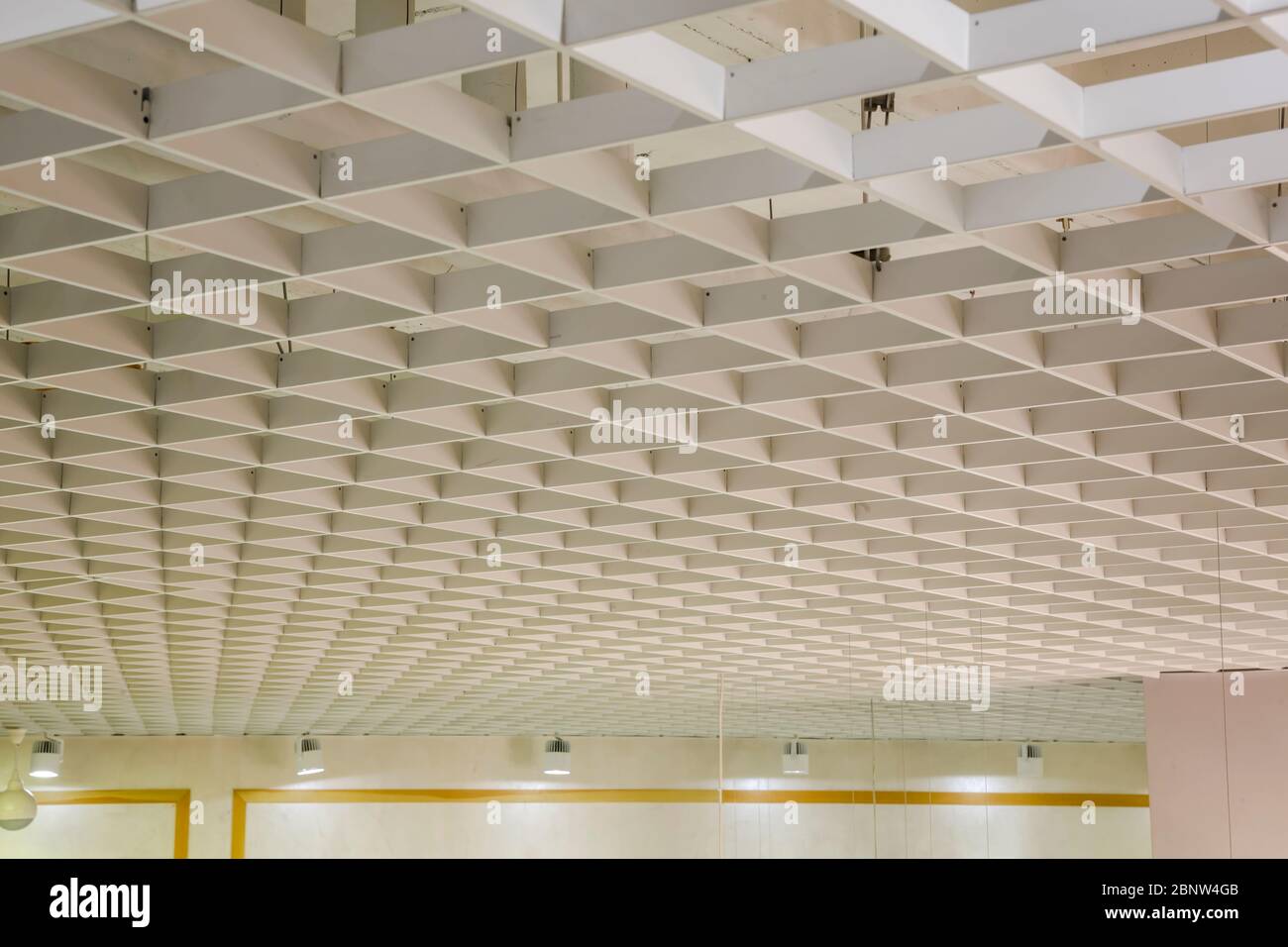 Installation of suspended ceilings and lighting Stock Photo - Alamy