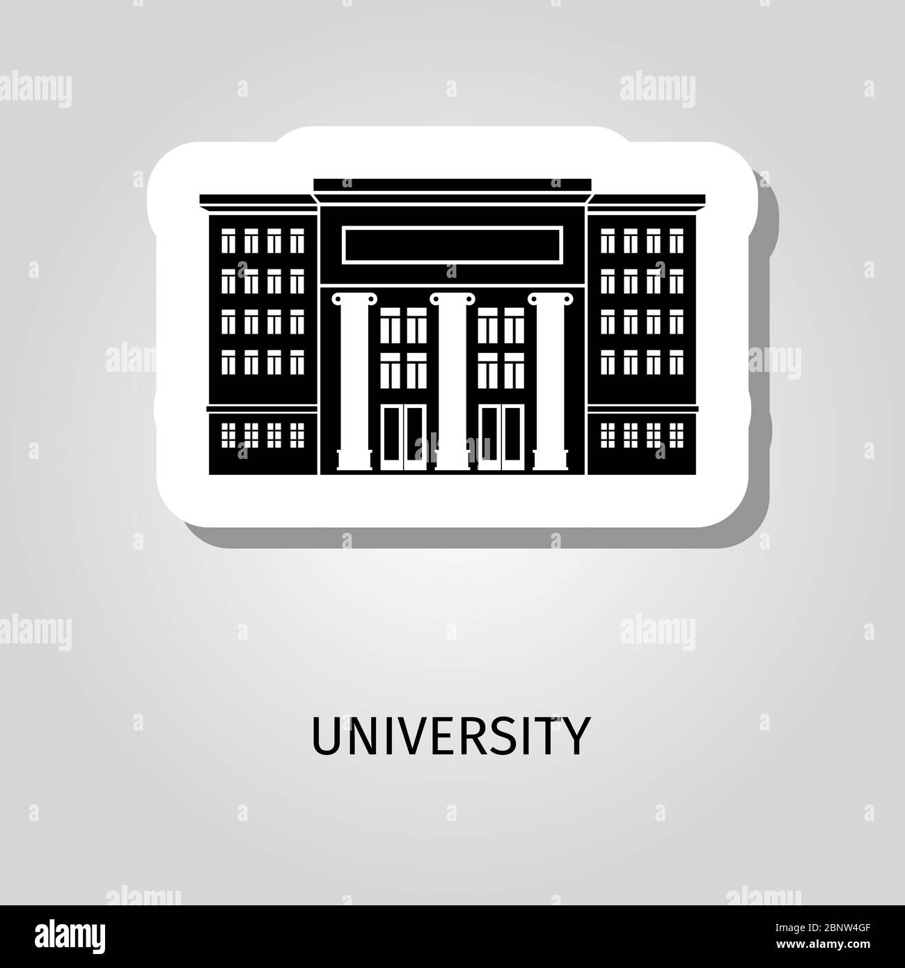 University flat white icons Black and White Stock Photos & Images - Alamy