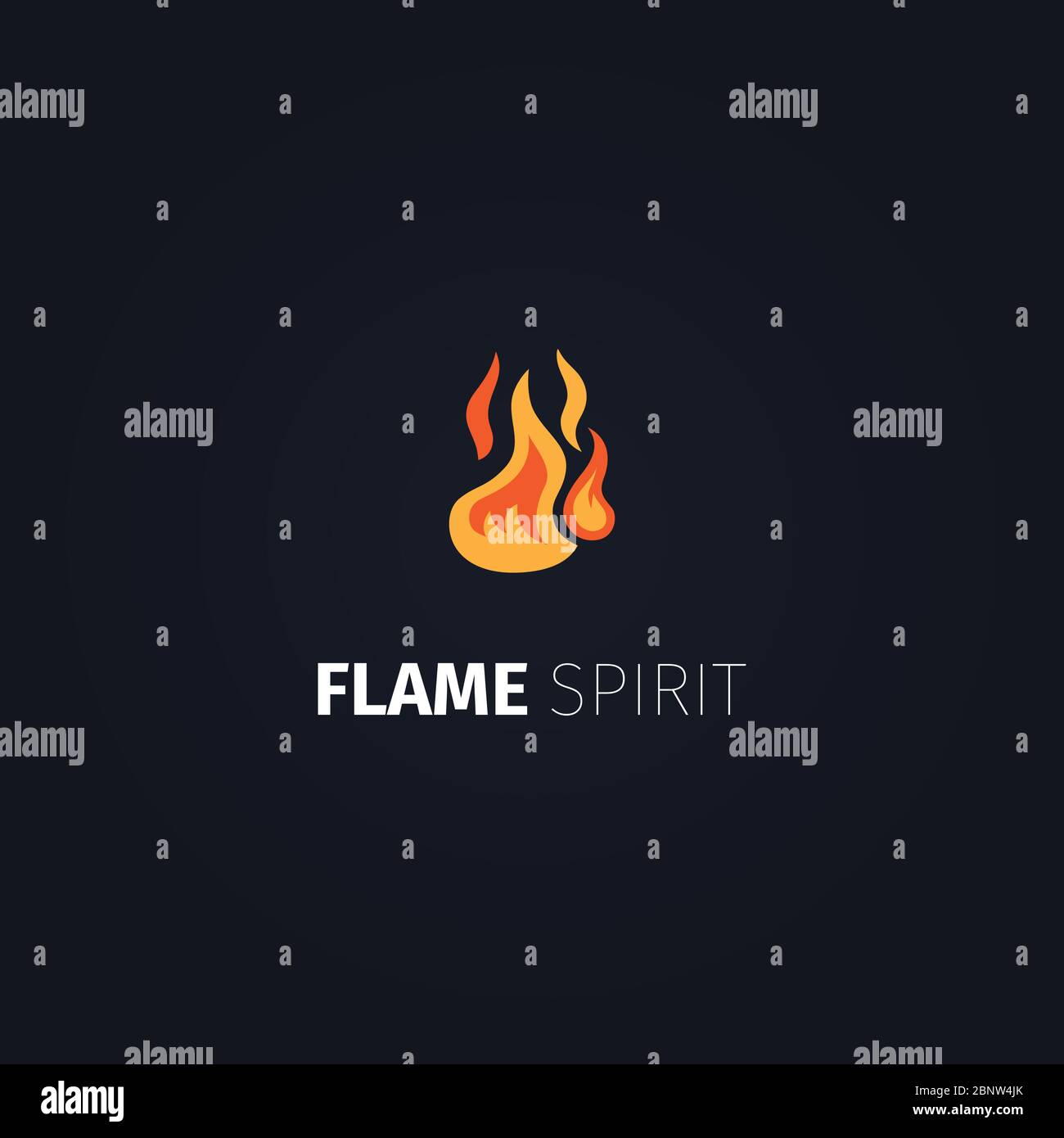 Fire icon. Vector flame spirit logo template on black background Stock ...