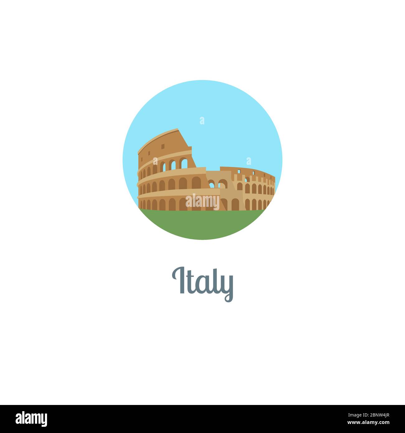 Italy landmark isolated round icon. Vector illustration Stock Vector ...