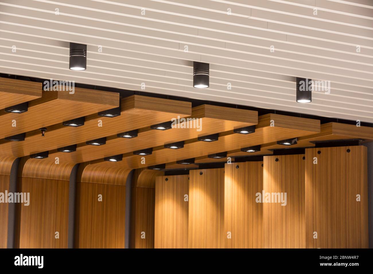 Installation of suspended ceilings and lighting Stock Photo - Alamy