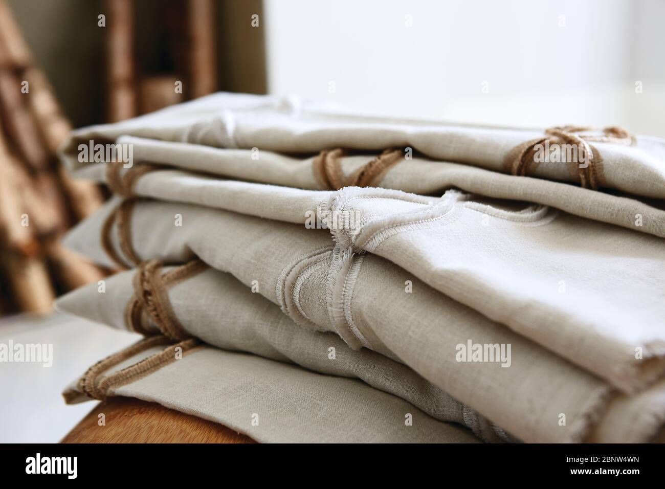 Shot of new curtains stacked in a store Stock Photo - Alamy