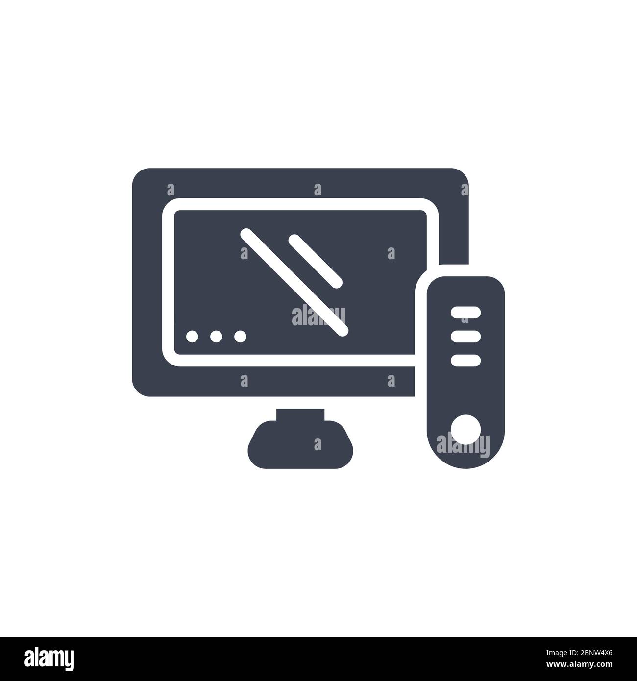 Vector illustration of one television icon or logo with black color and ...