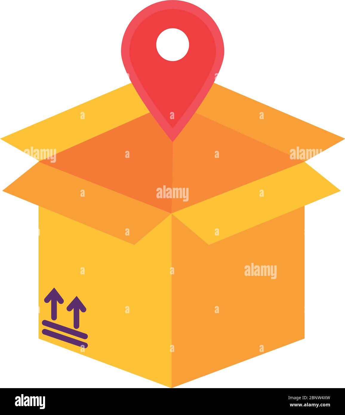 box with pin location delivery service detailed style Stock Vector ...