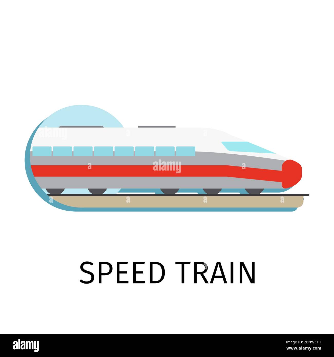 Vector speed train in flat style with sign on white background Stock ...