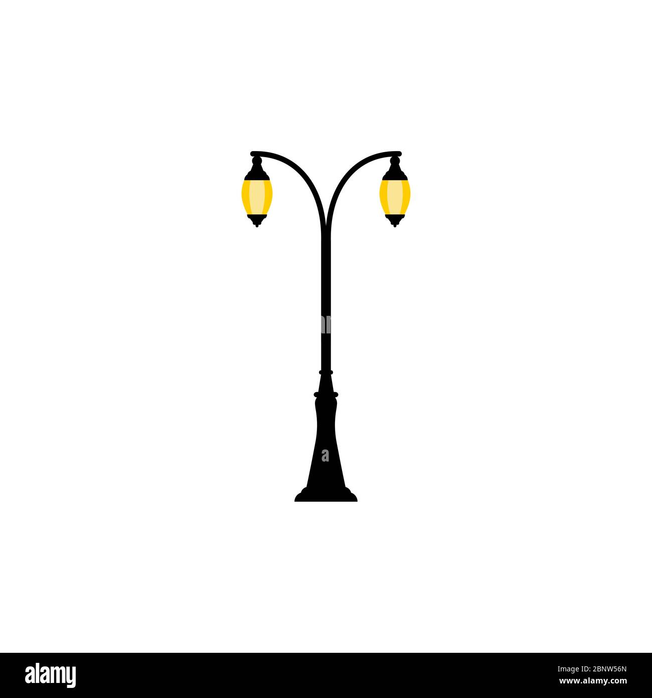 Vintage streetlight symbol. Vector retro object with two lamps isolated ...