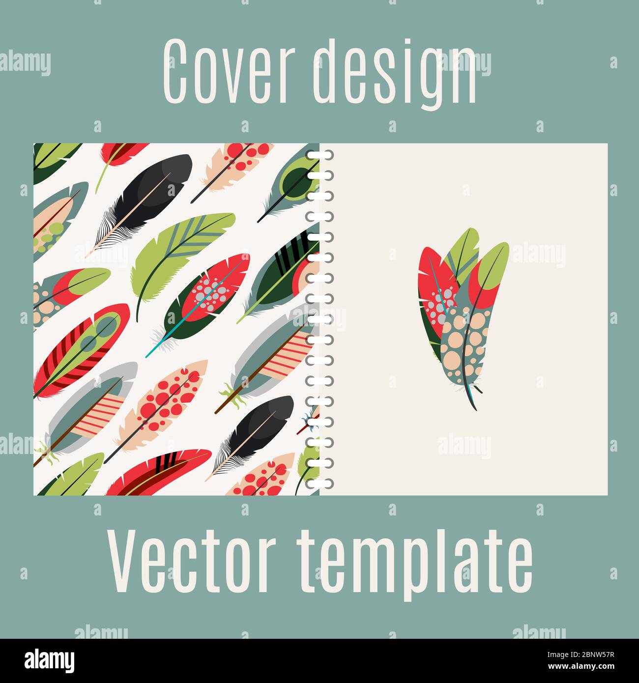 Cover design for print with feathers pattern. Vector illustration Stock ...