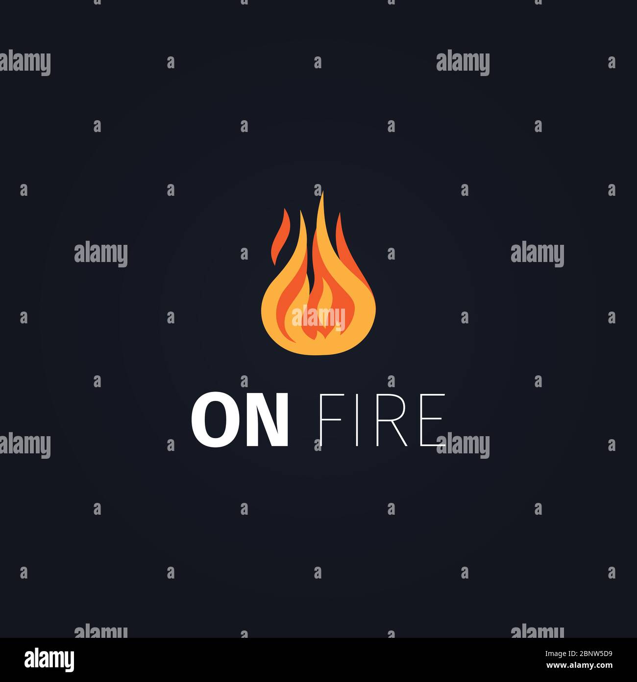 On fire icon. Vector fire flame logo template isolated on dark ...