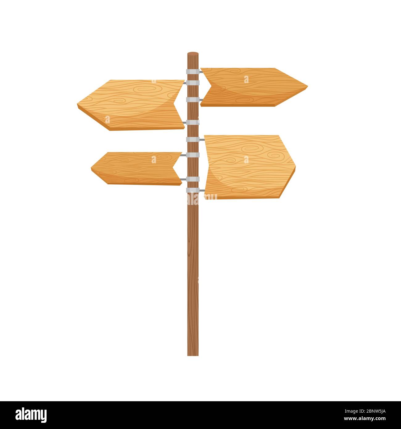Wooden way direction sign vector cartoon object on white background ...