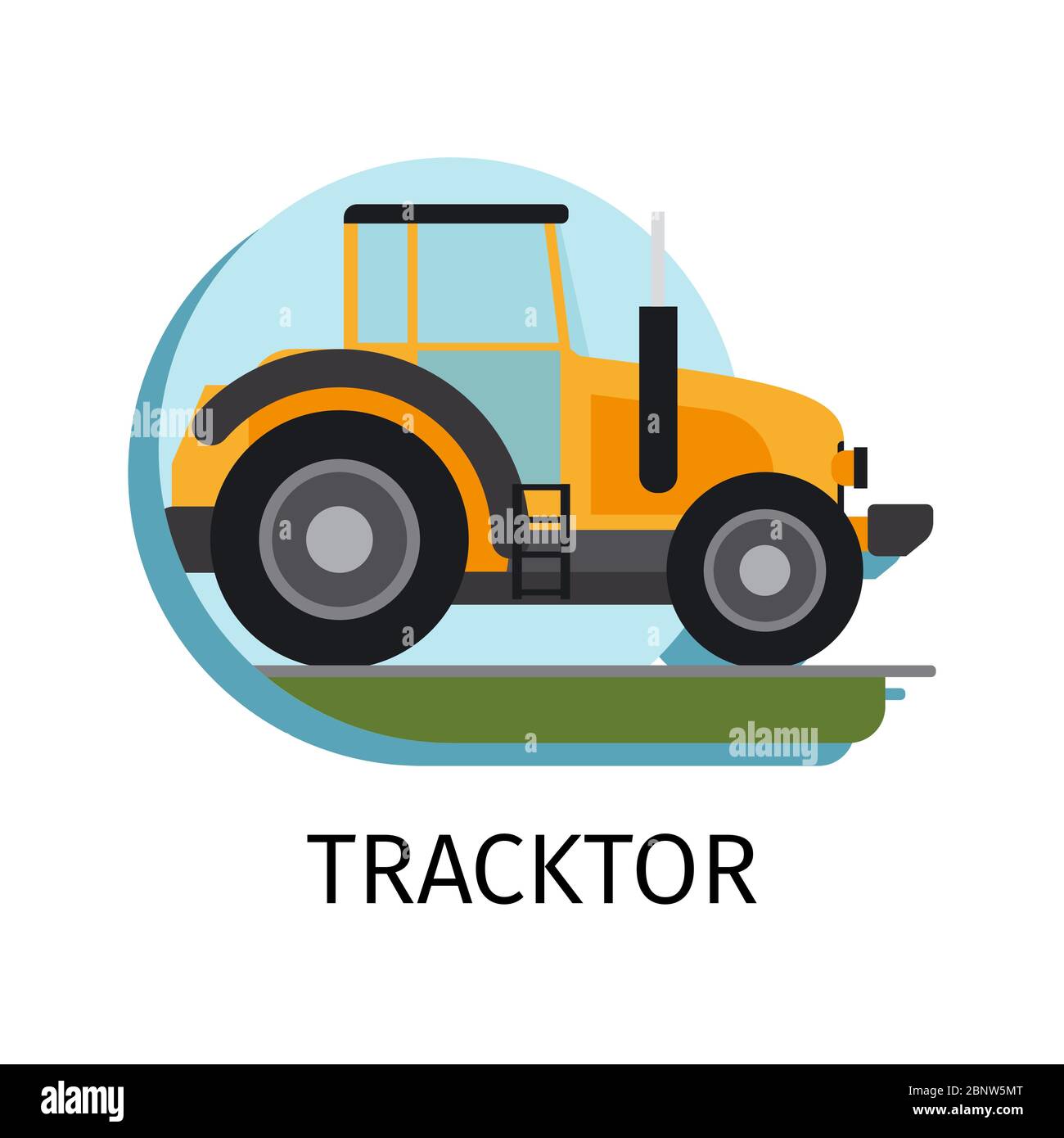 Vector tracktor in flat style with sing on white background Stock ...