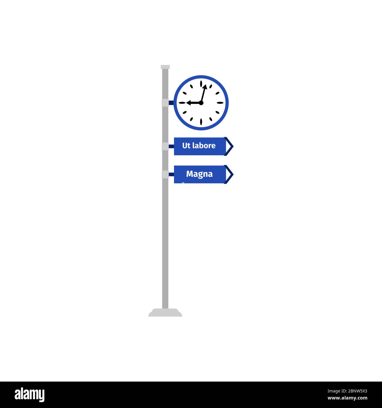 Road blue direction sign with clock vector illustration Stock Vector ...