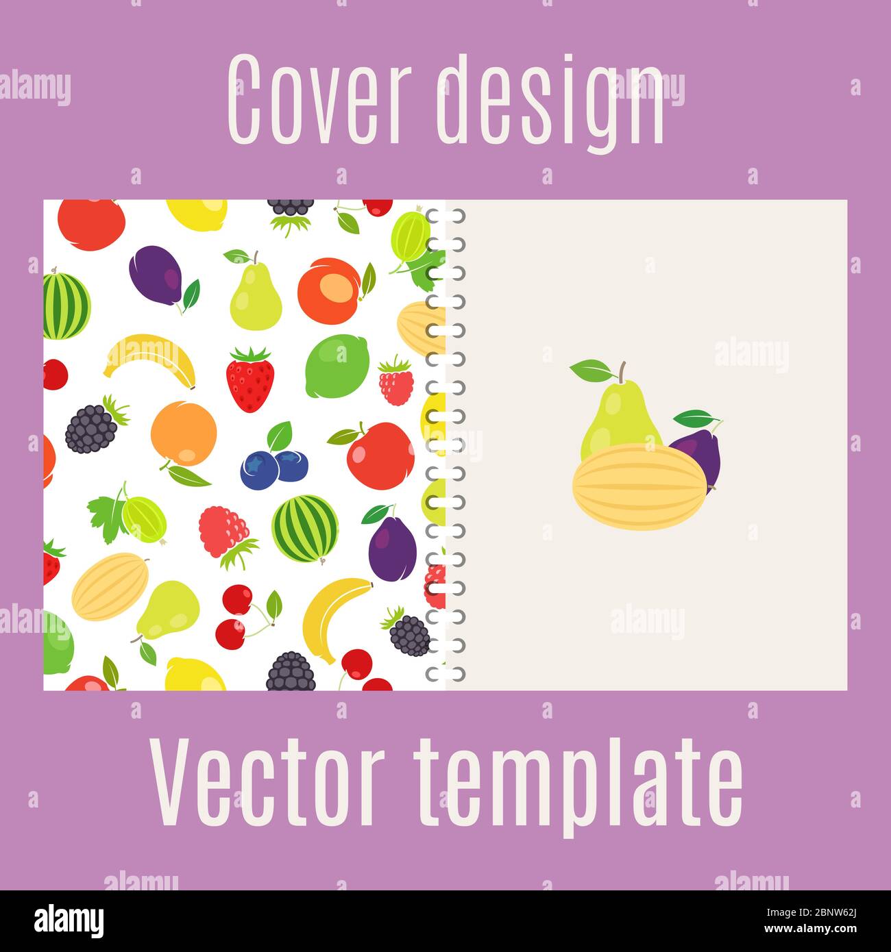 Cover design for print with fruits pattern, vector illustration Stock ...