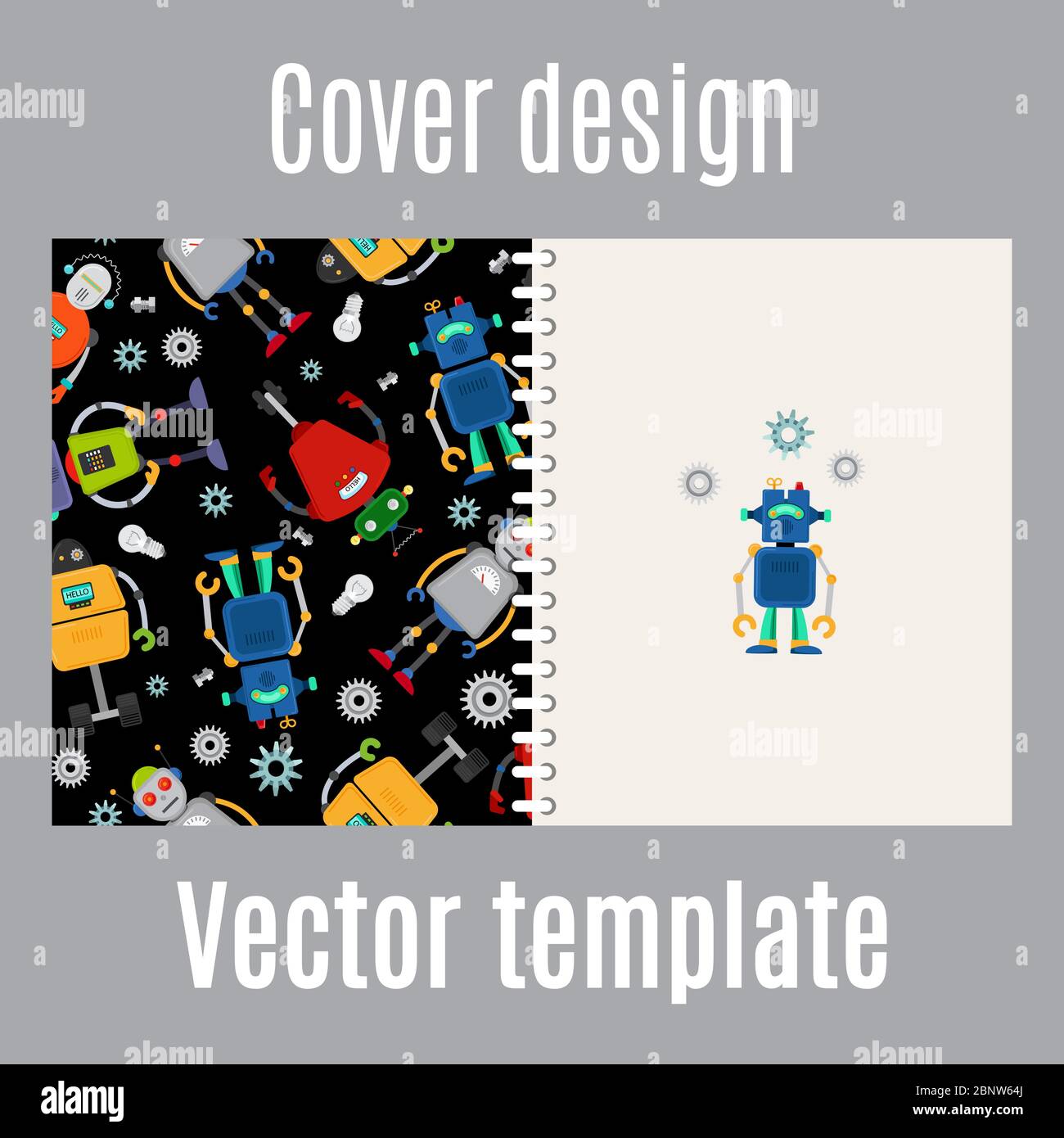 Cover design for print with robots pattern. Vector illustration Stock ...