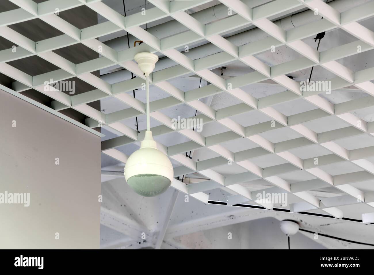 Installation of suspended ceilings and lighting Stock Photo - Alamy