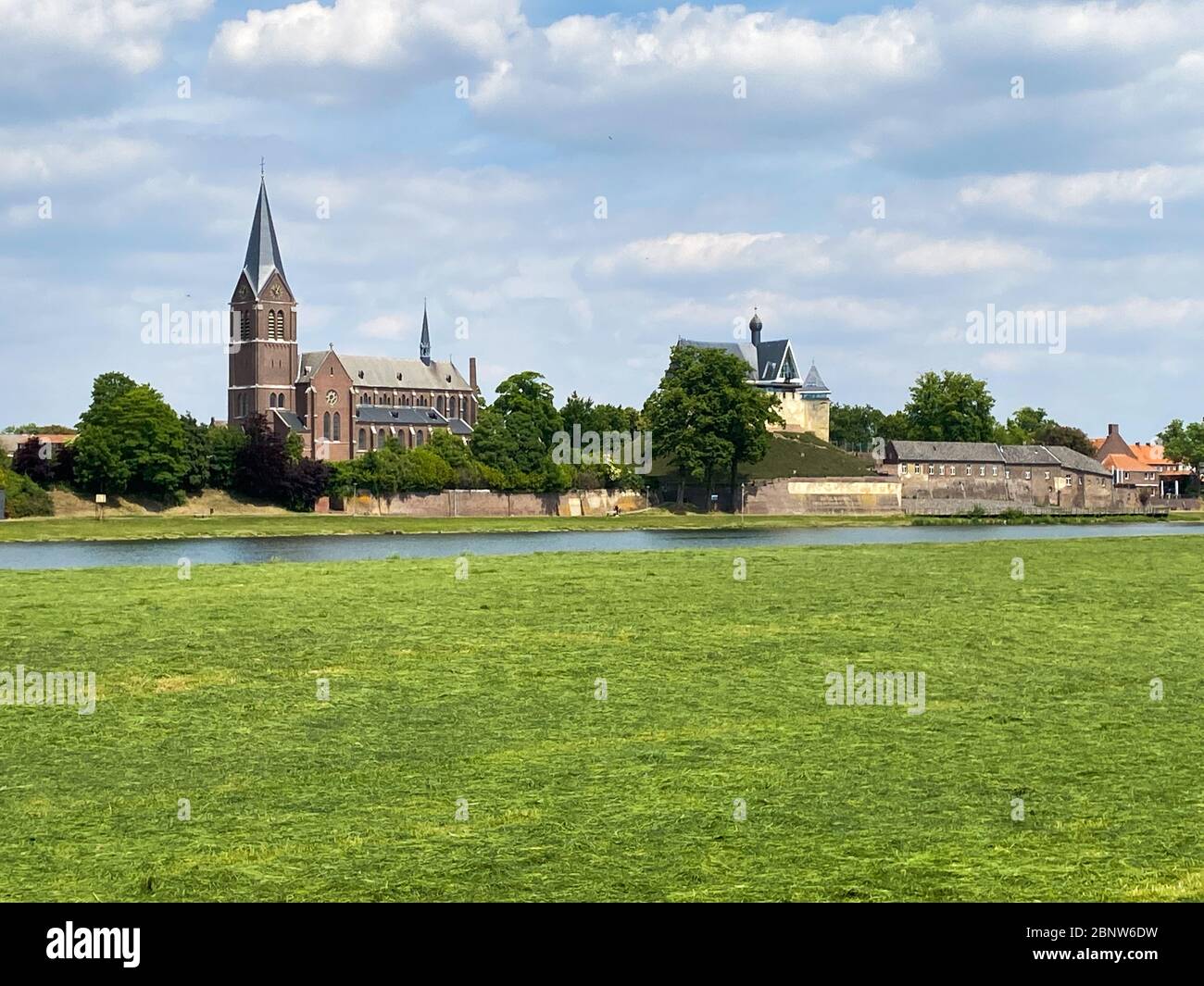 Kessel, Netherlands - May 16. 2020: View from Beesel over green ...