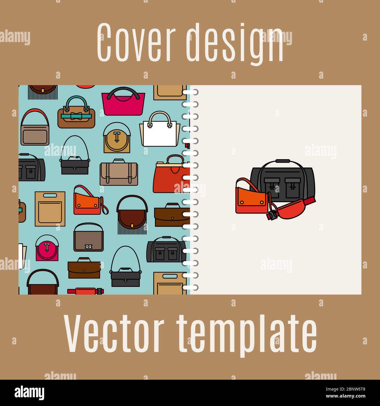Cover design for print with diferent style bags pattern, vector ...