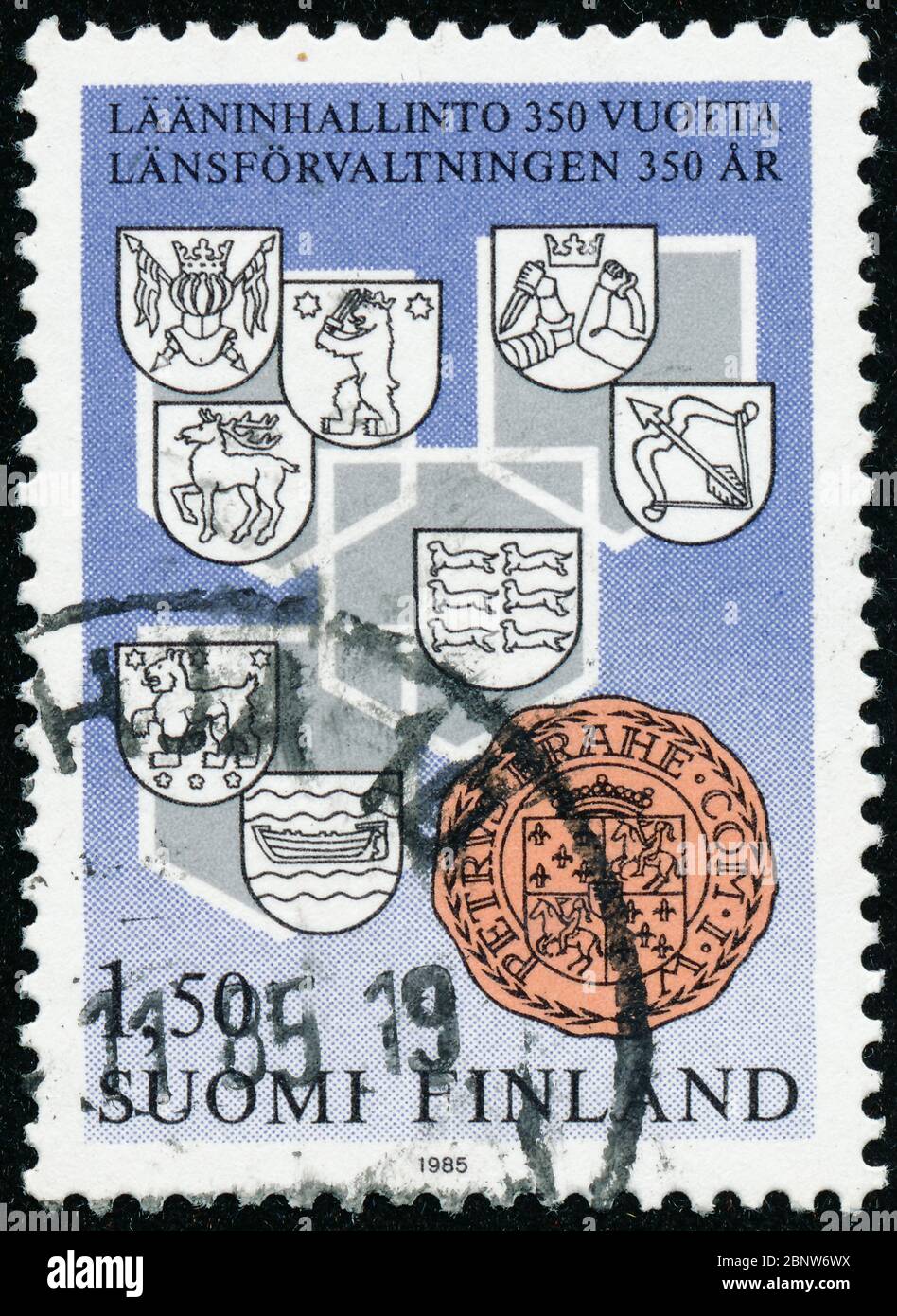 POLTAVA, UKRAINE - May 15, 2020. Vintage stamp printed in Finland circa ...