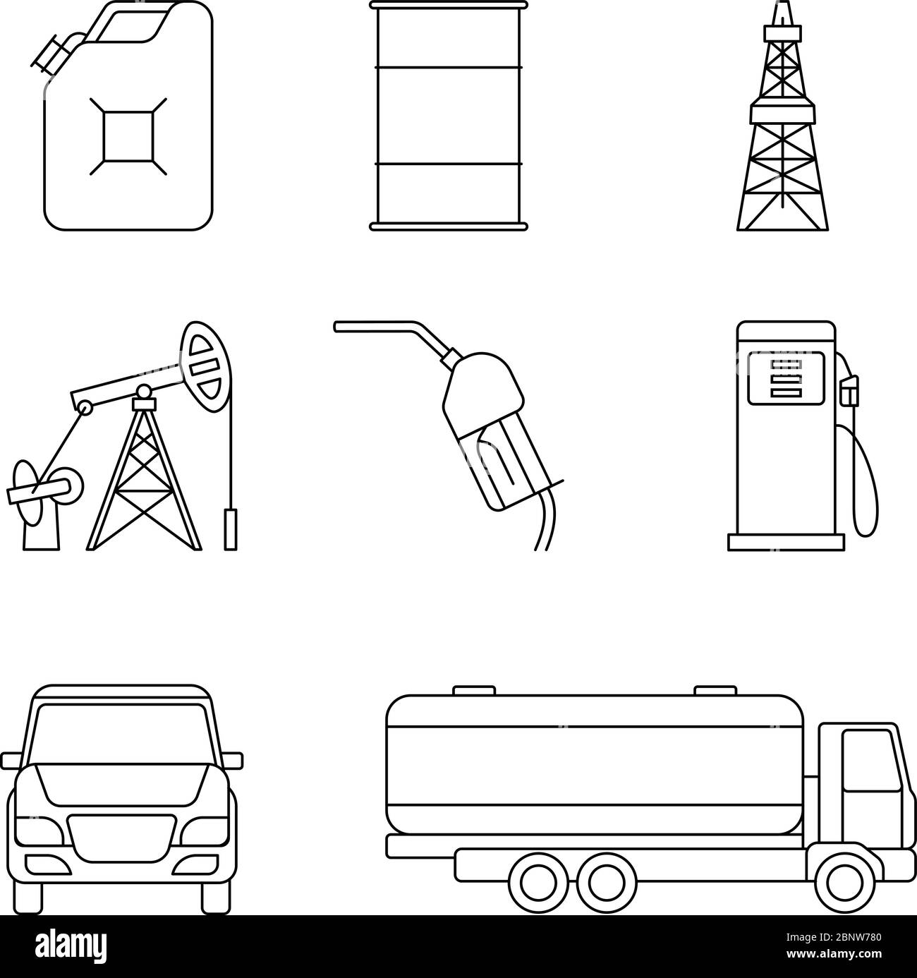 Linear oil icons. Diesel and petrol thin line signs. Vector ...