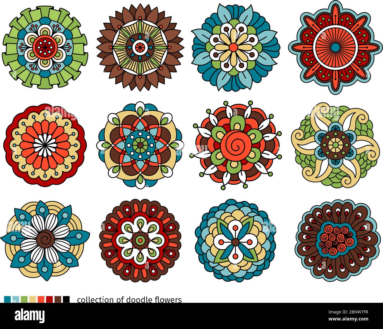 Spring floral doodle elements. Artist doodle flower set vector Stock ...