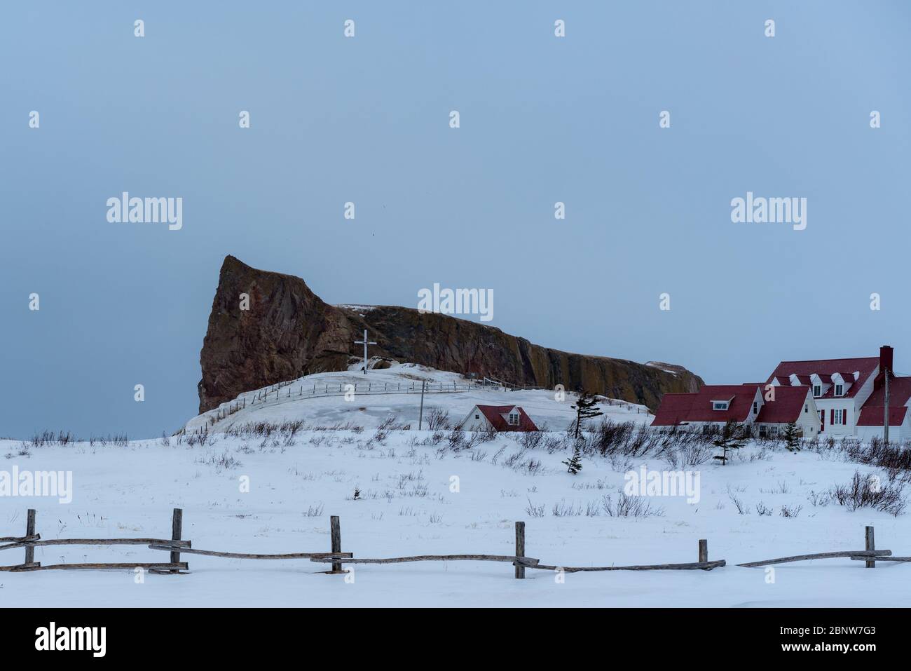 Percé Rock, a huge sheer rock formation in the Gulf of Saint Lawrence ...