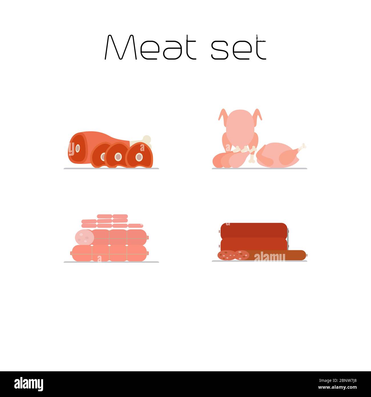 Foods market meat flat icons set. Vector illustration Stock Vector ...