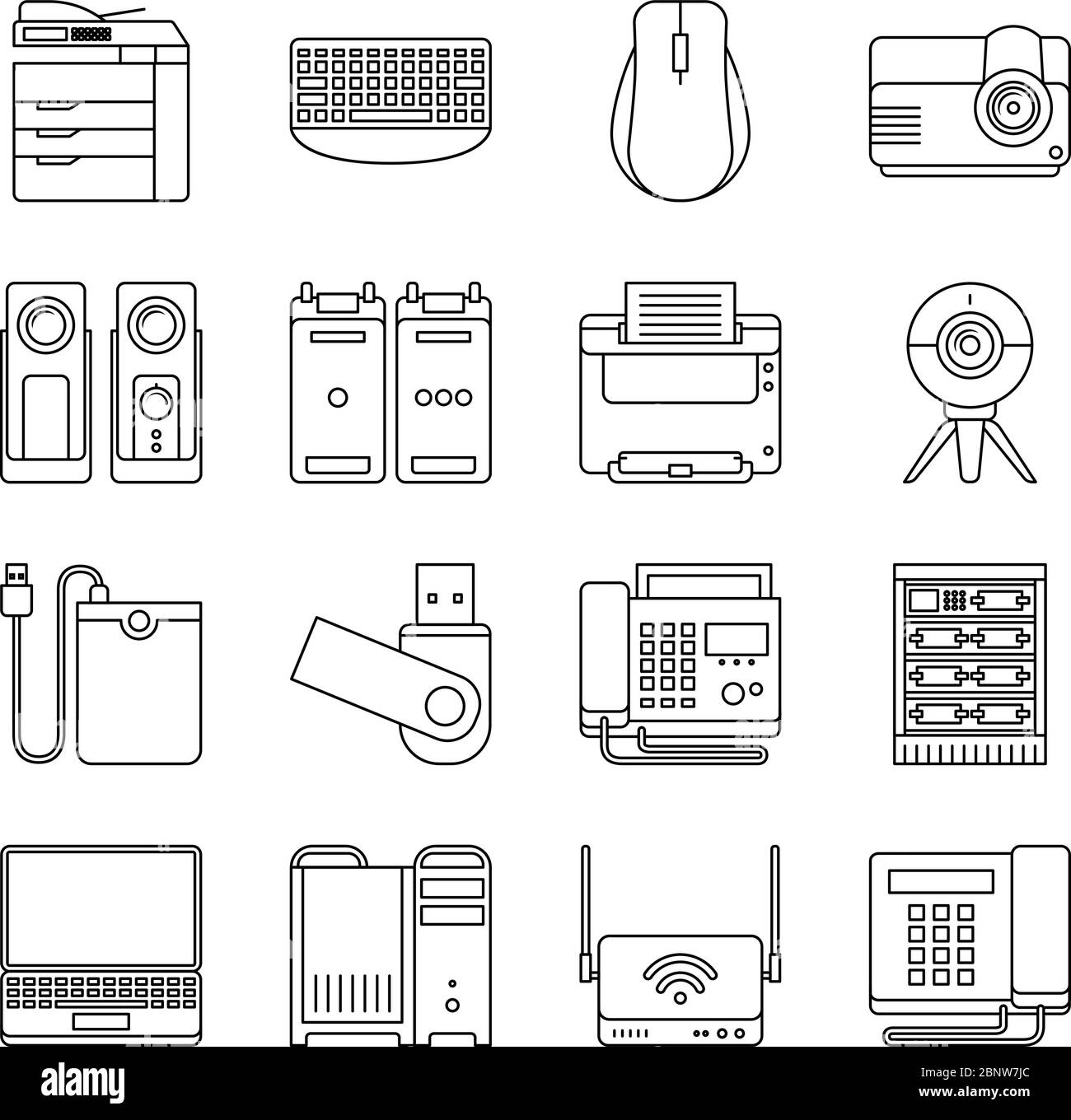 Electronics line icons. Electronic devices thin line vector signs Stock ...