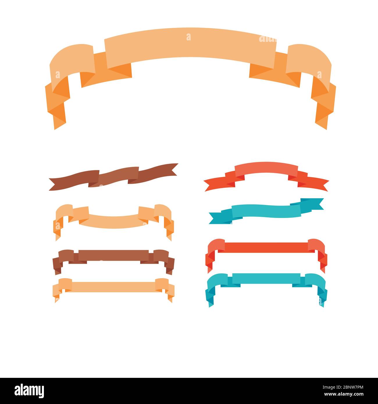 Ribbons in trendy style set isolated on white. Vector illustration ...
