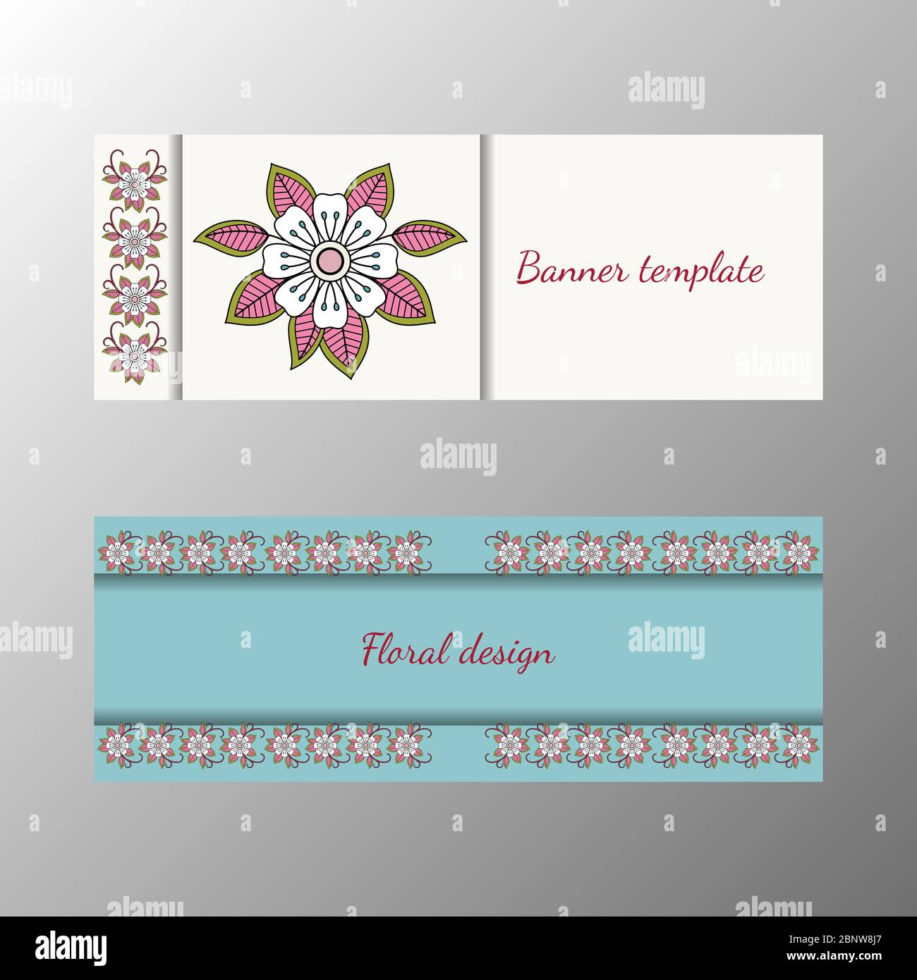 Floral pattern horizontal banner collection. Vector illustration Stock ...