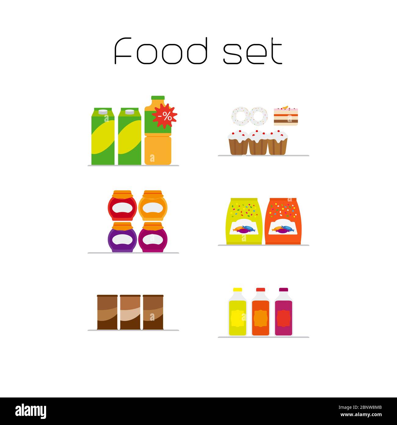 Foods market flat icons set. Vector illustration Stock Vector Image ...