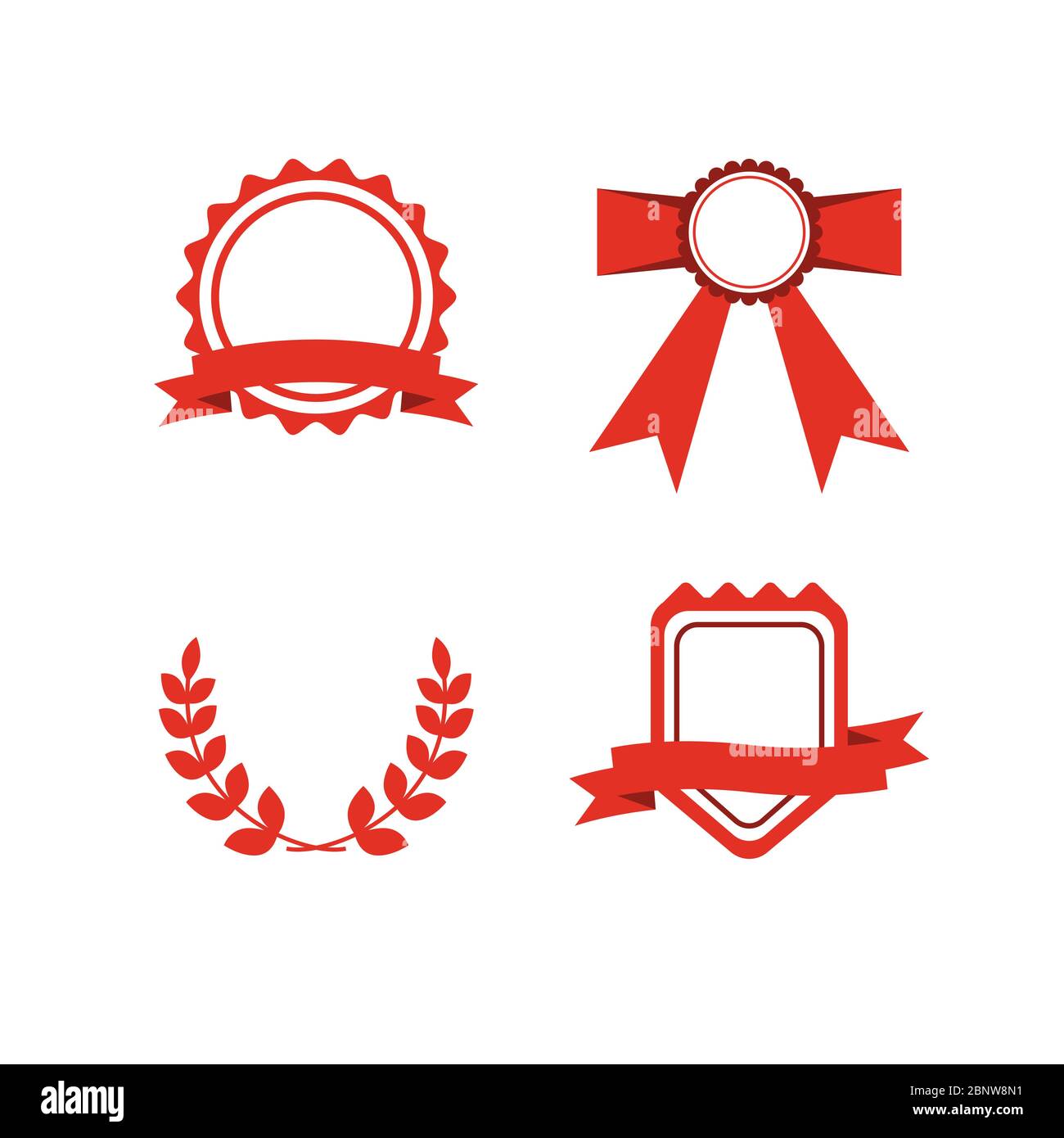 Red award labels set in trendy modern style. Vector illustration Stock ...