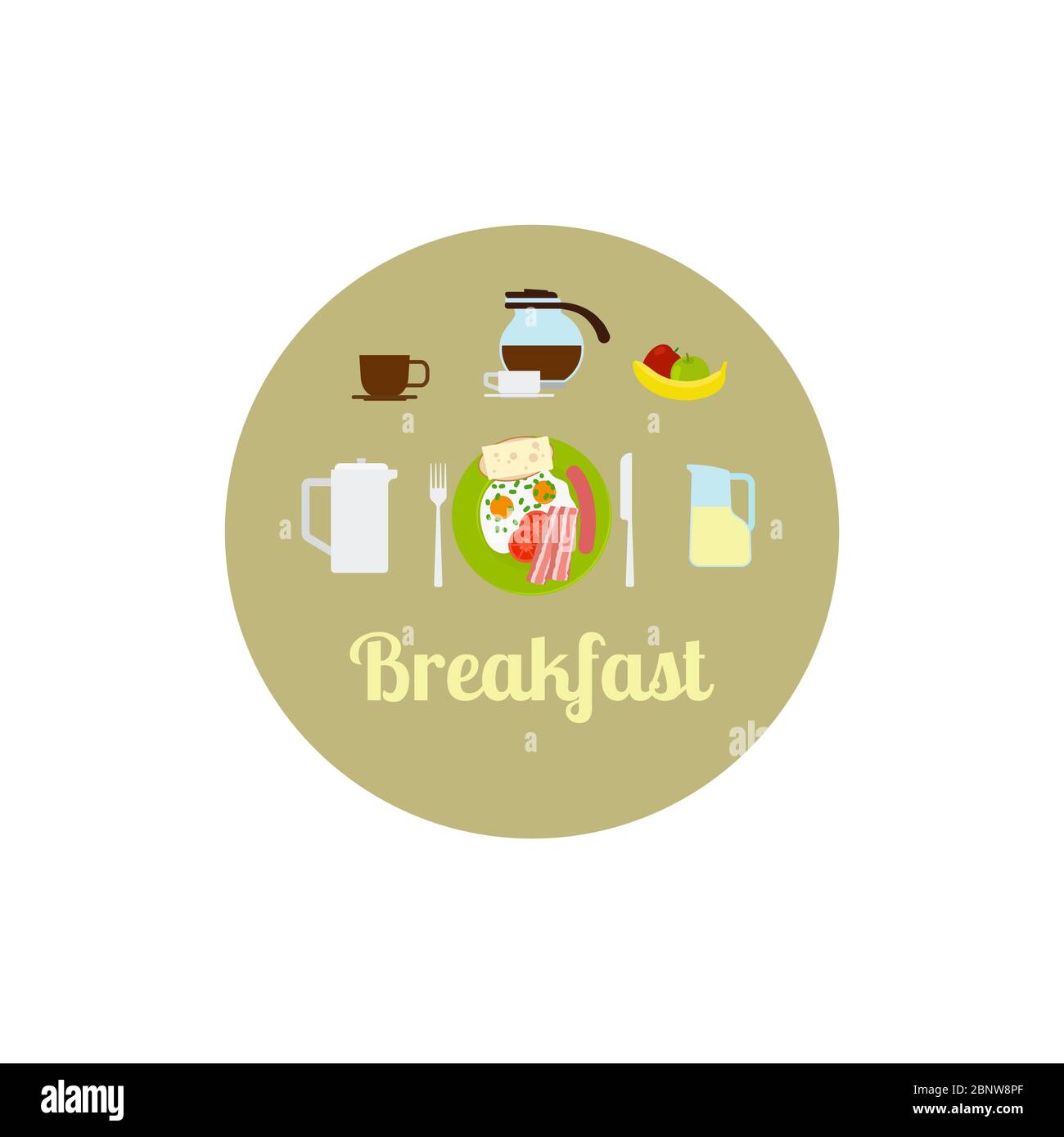 Breakfast food isolated icon set. Vector illustration Stock Vector Image & Art - Alamy