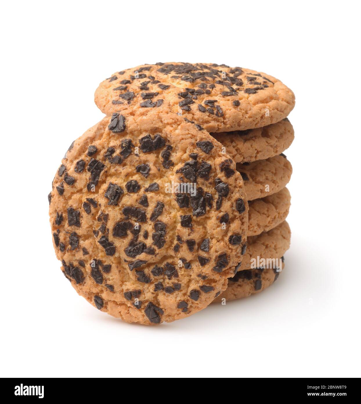 Stack of chocolate chip cookies isolated on white Stock Photo - Alamy