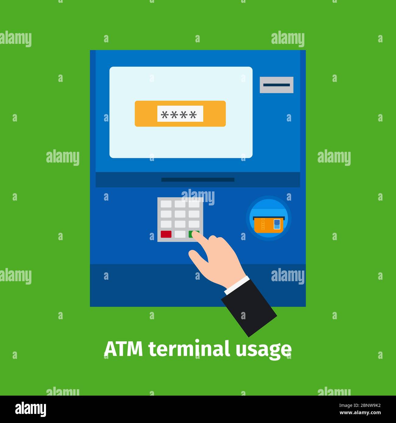 Credit plastic card usage. ATM terminal vector illustration Stock ...