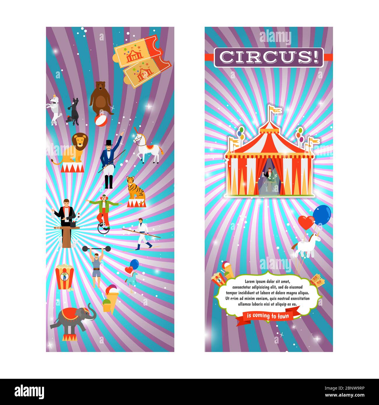 Vintage circus flyer template with tent and circus elements. Vector ...