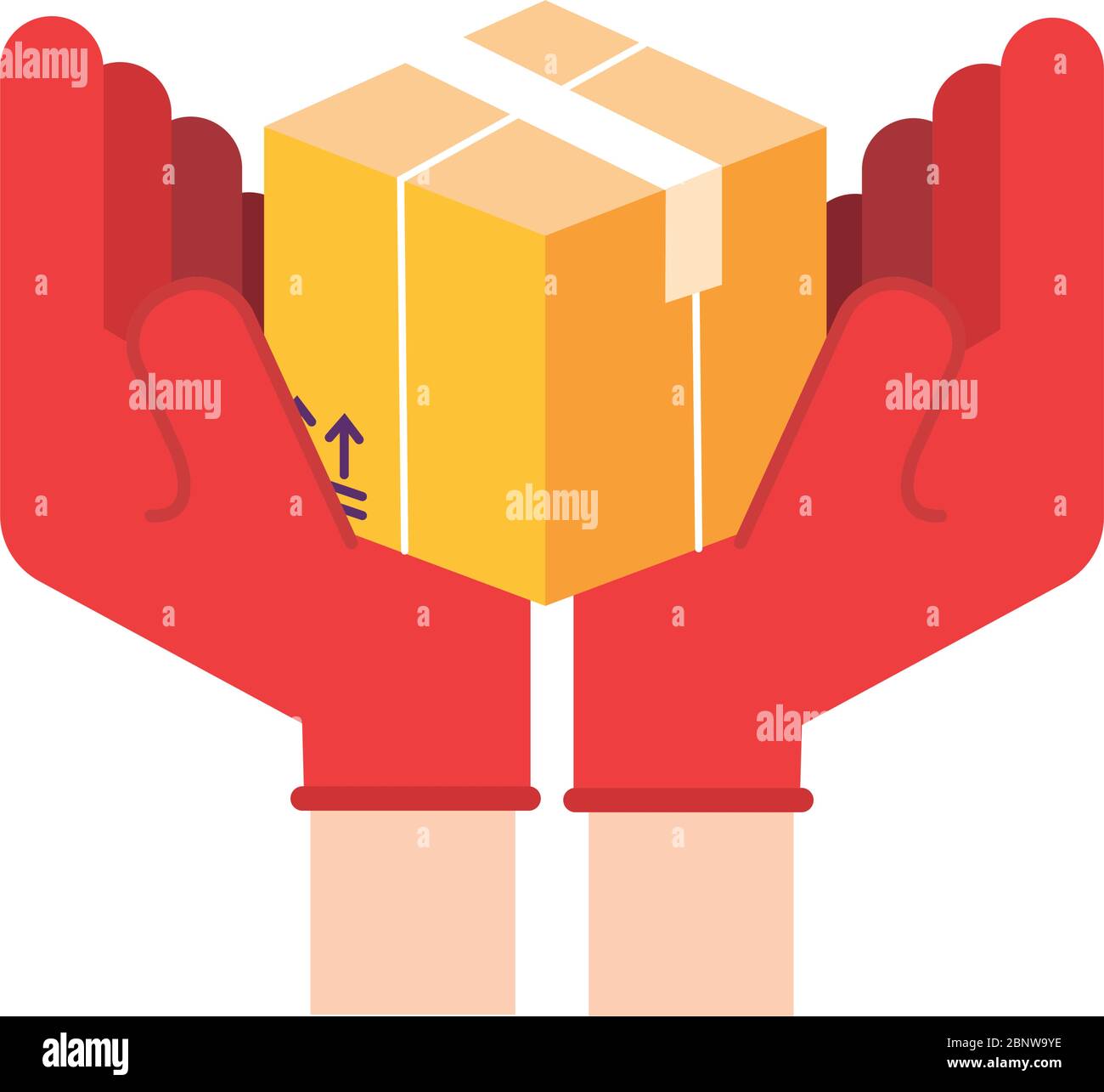hands lifting box delivery service detailed style Stock Vector Image ...