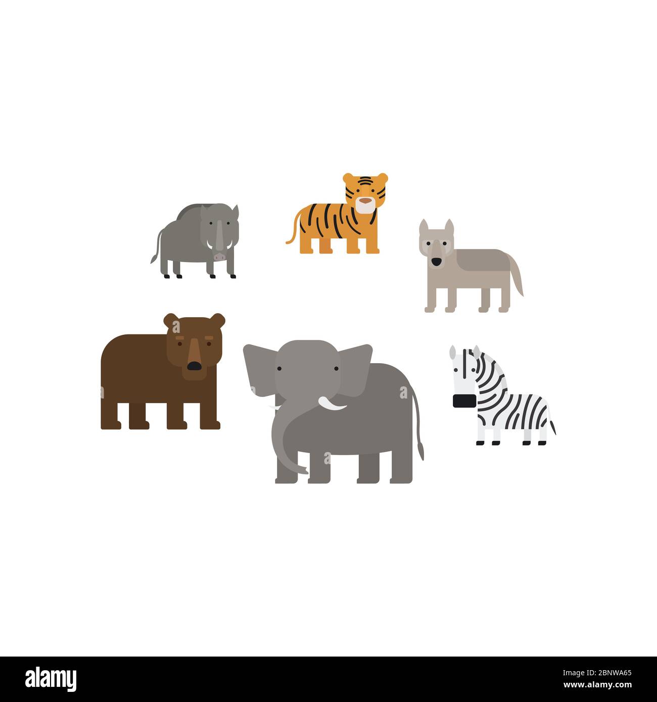 Different african animals flat design vector icons set Stock Vector ...