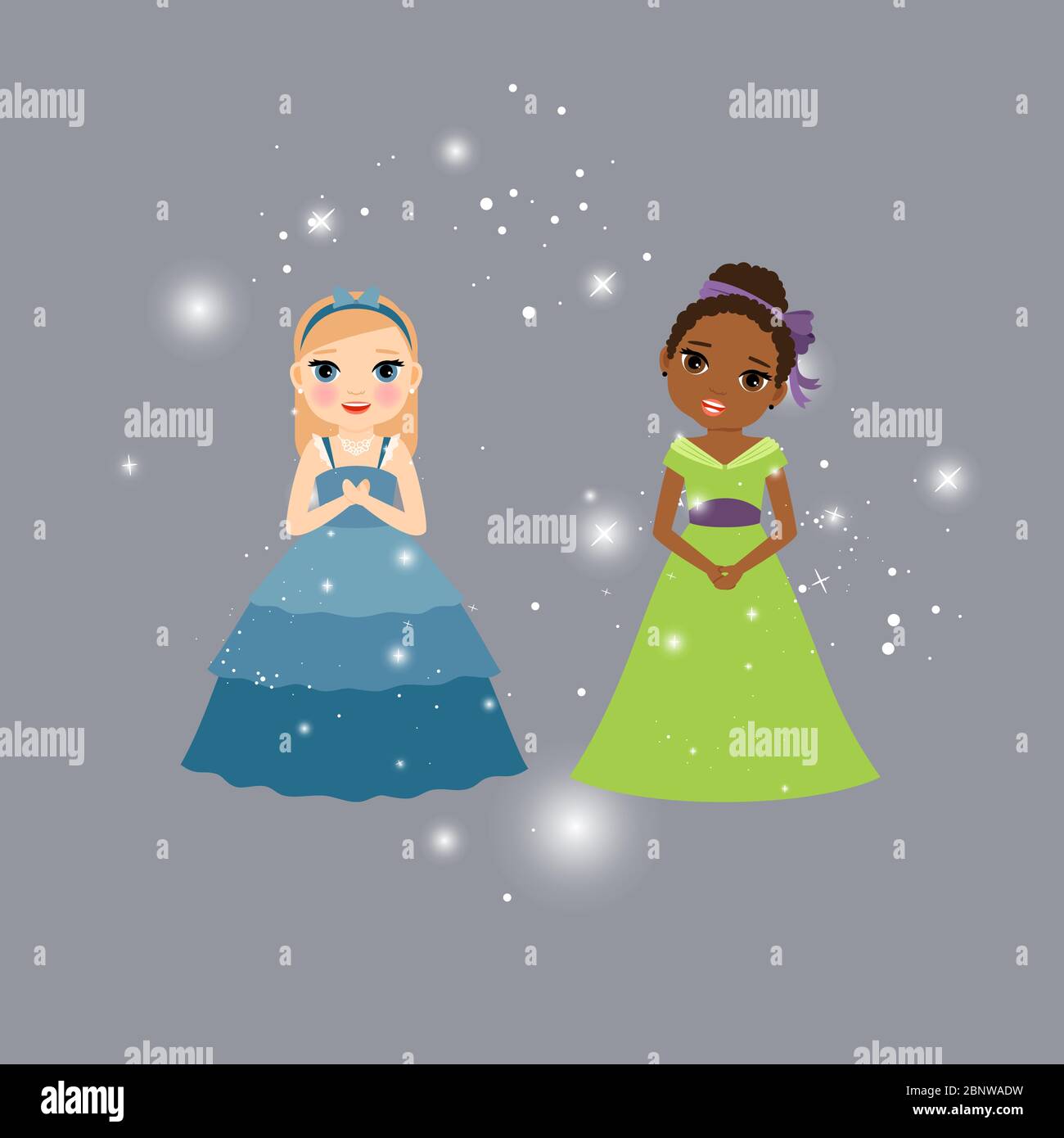 Beautiful princess cartoon characters with lights. Vector illustration ...