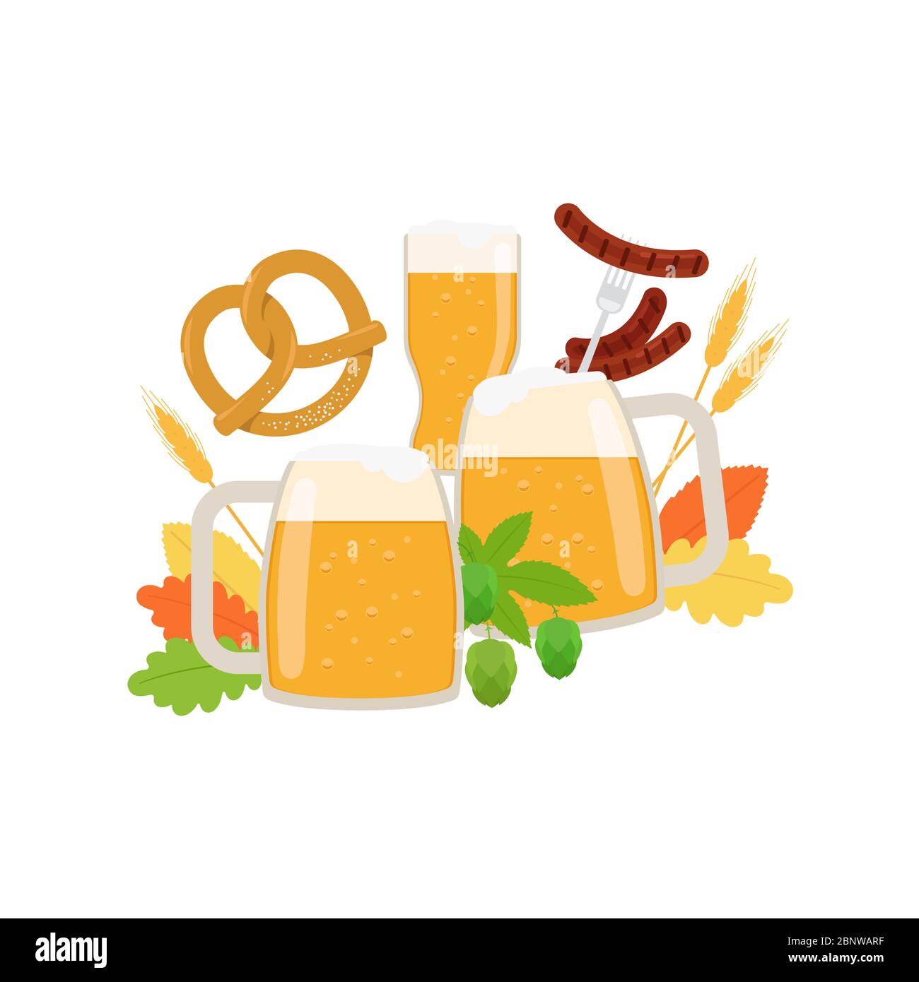Oktoberfest elements isolated on white. Vector illustration Stock ...